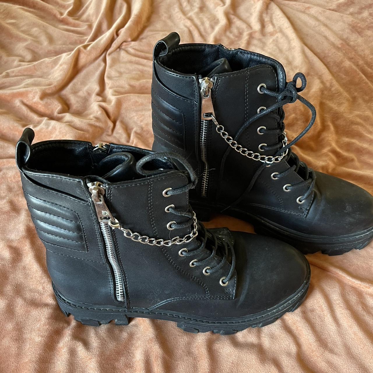 Leather punk combat boots. Pretty thick sole and... - Depop