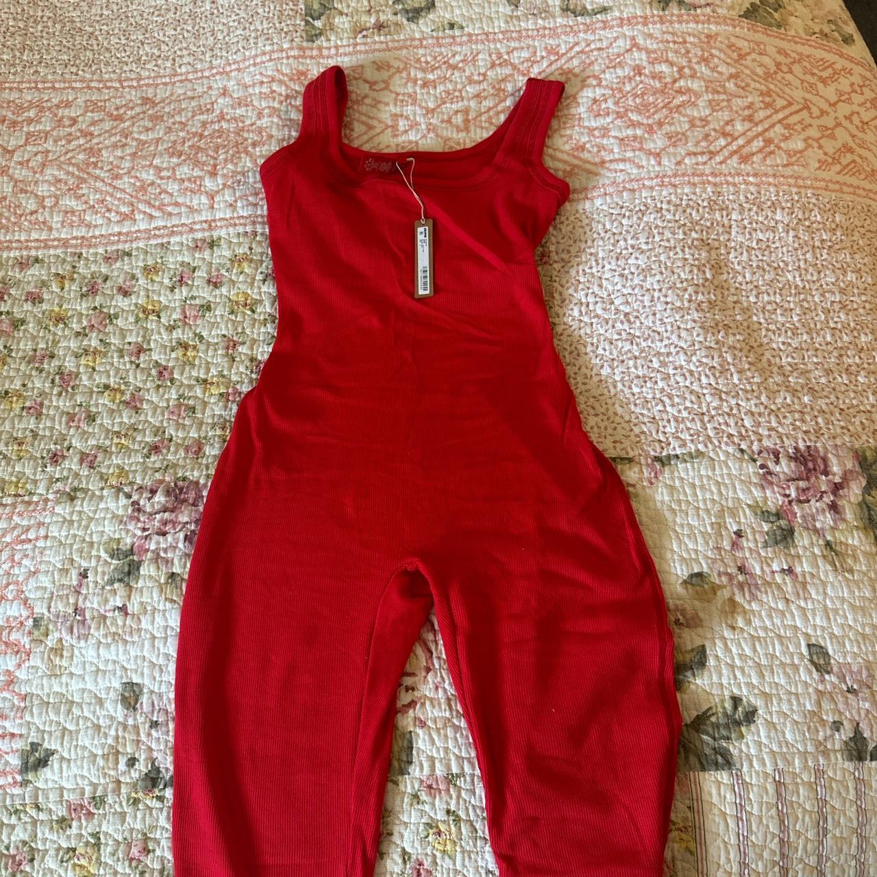 skims red catsuit new with tag never worn - Depop