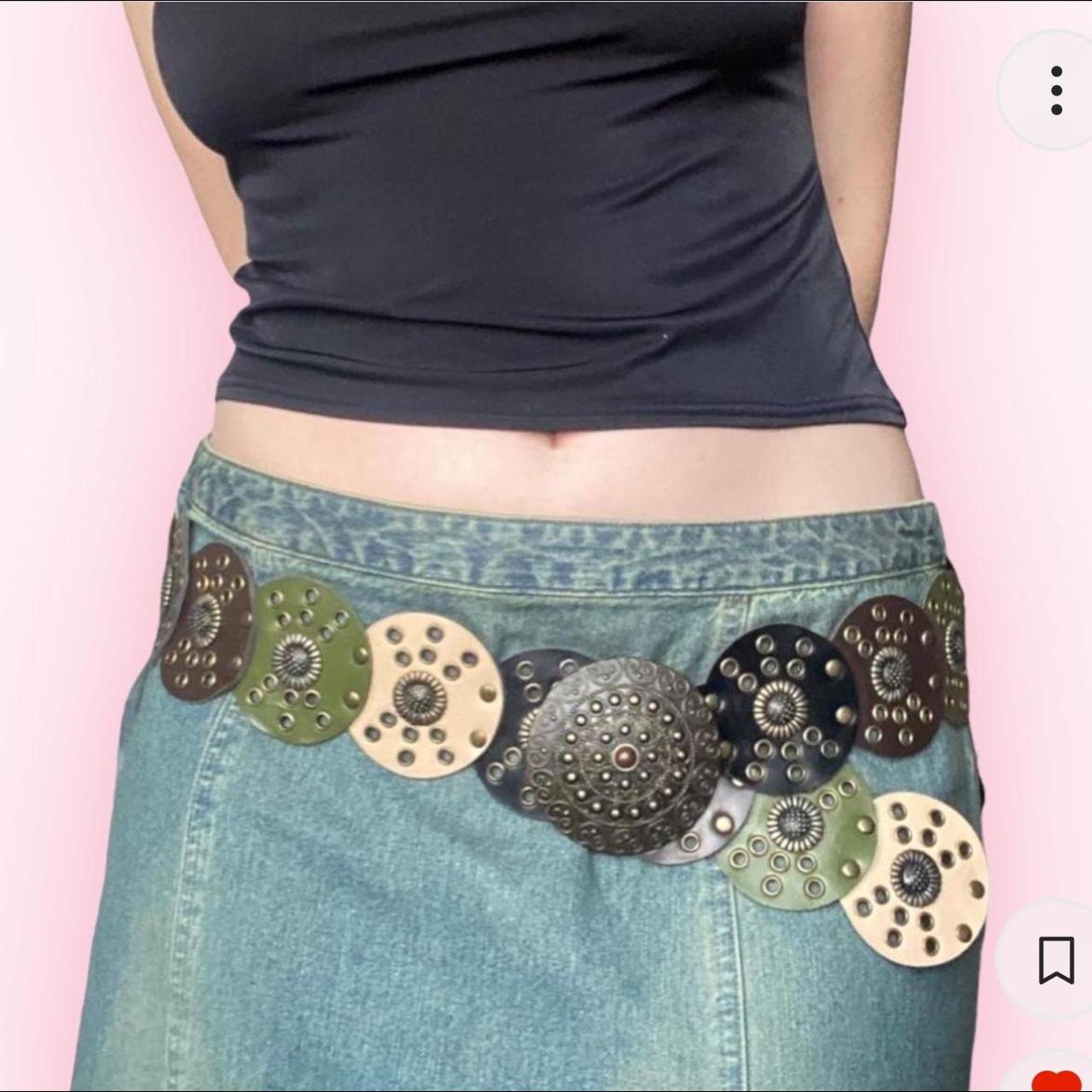 Y2k chunky circle disc belt Y2k belt // metal ring... - Depop