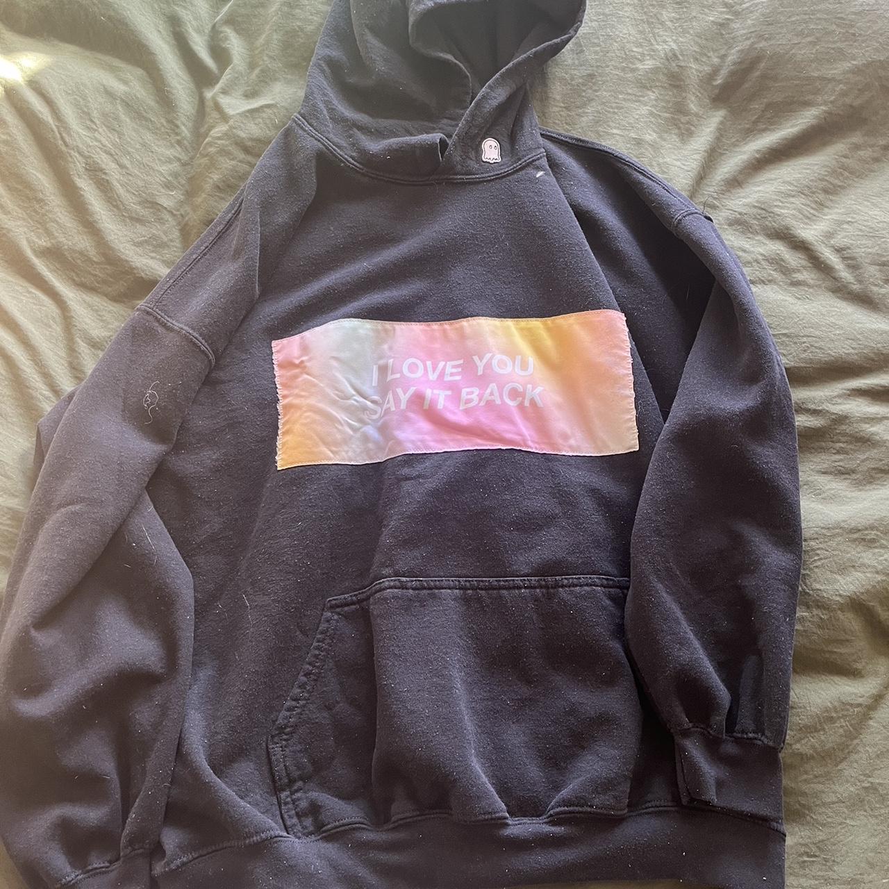 Lonely ghost I love you say it back Patch hoodie... - Depop