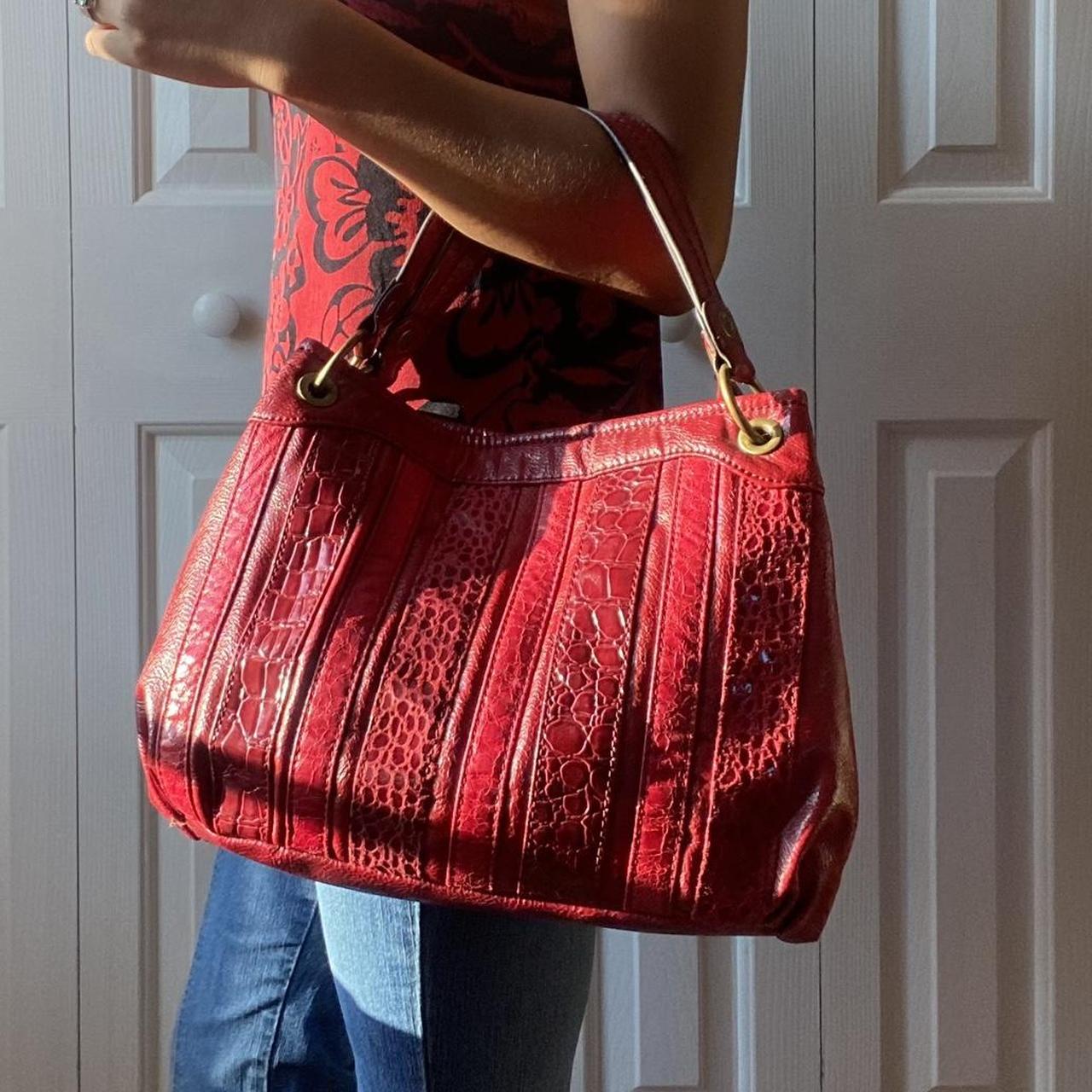 Absolutely stunning red patterned shoulder bag from... - Depop