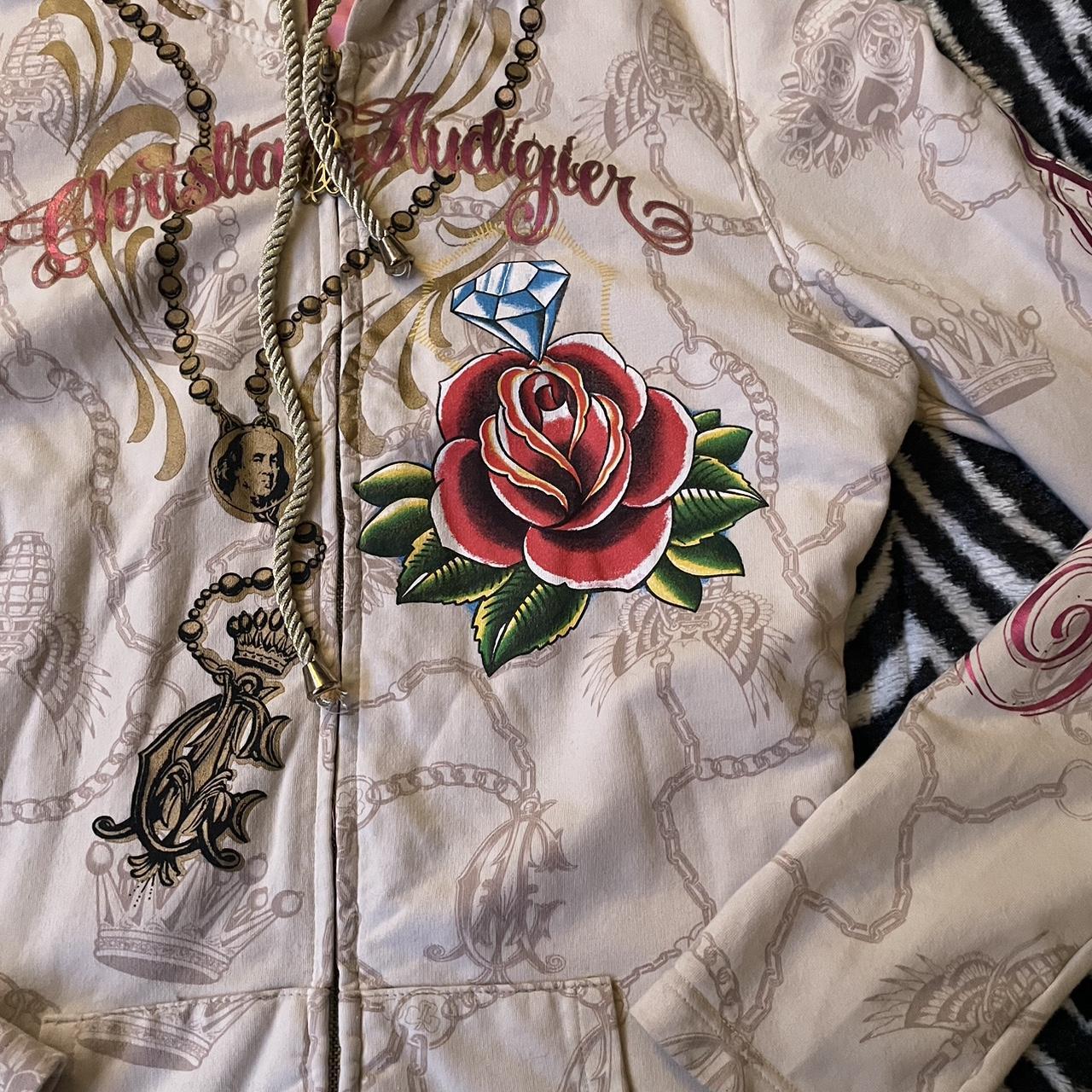 ED HARDY JACKET -size L could fit M too! -pink... - Depop