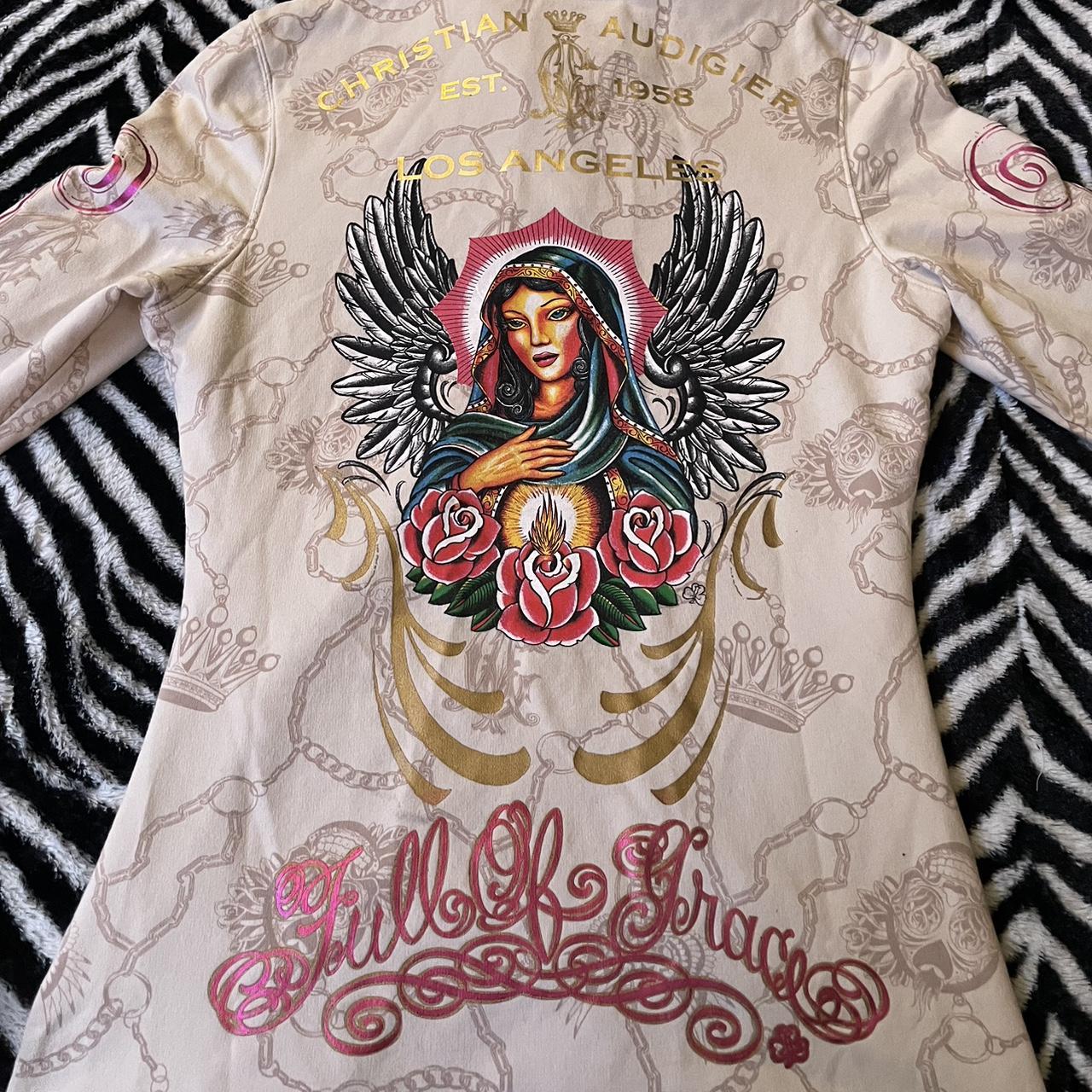 ED HARDY JACKET -size L could fit M too! -pink... - Depop