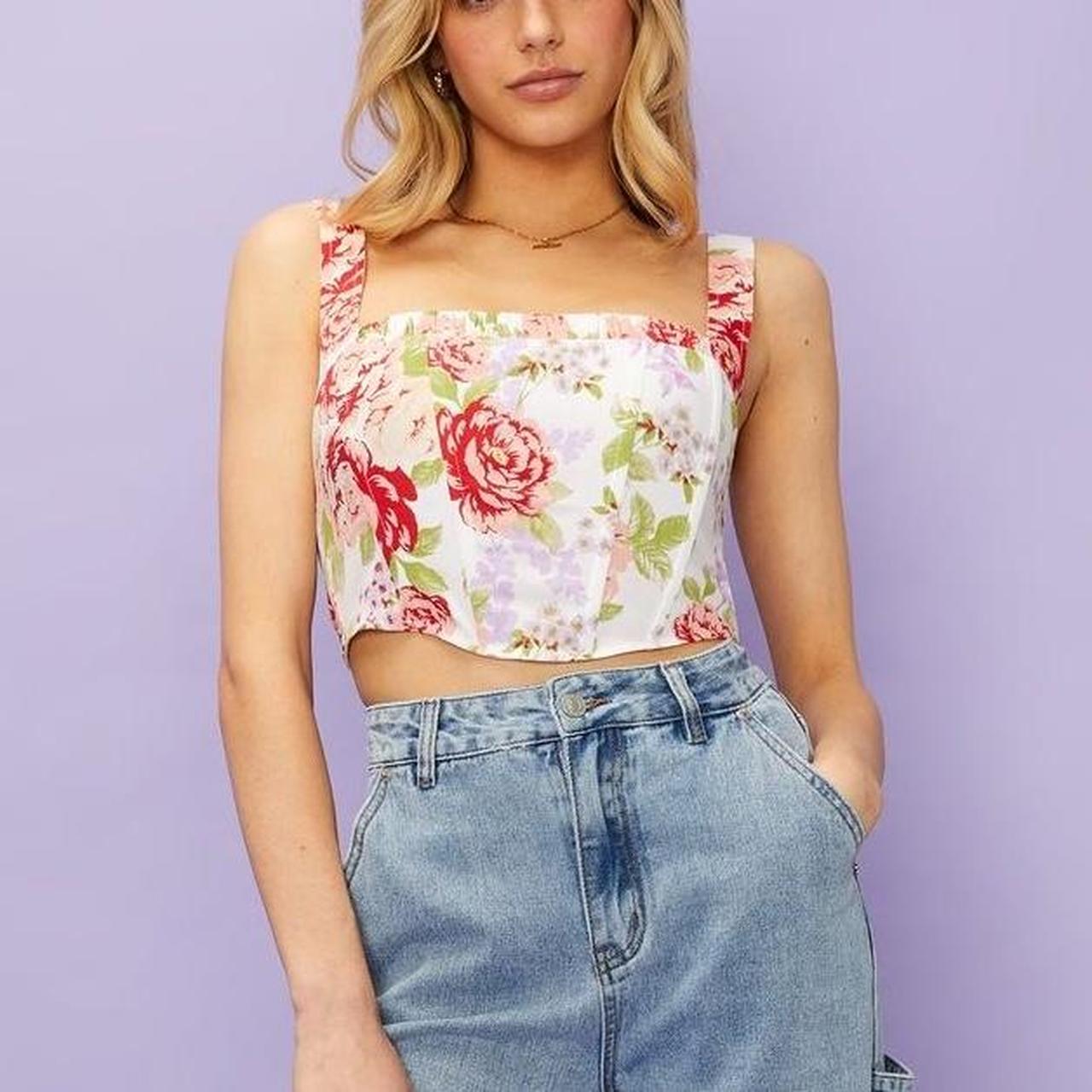 dotti floral corset top size xs/6 brand new - Depop