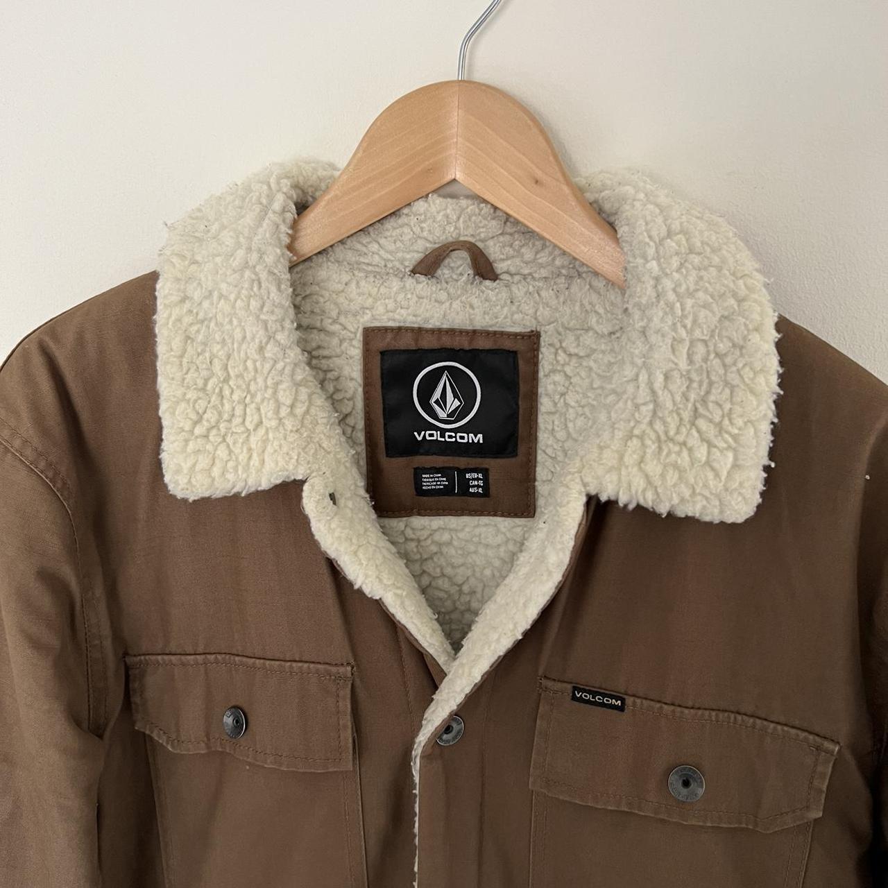 Volcom Sherpa Lined Jacket Khaki XL Good... - Depop