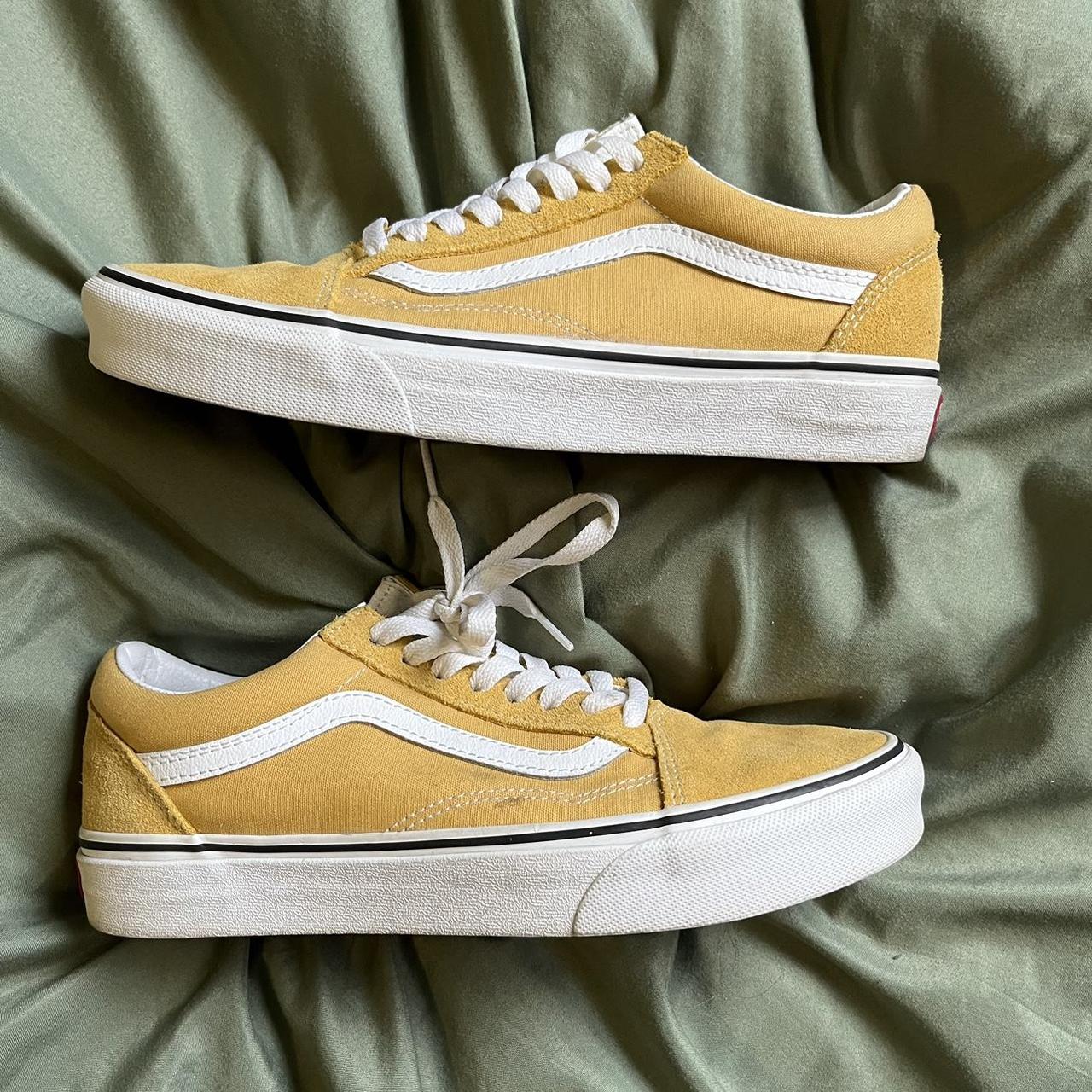 Lightly worn Mustard Yellow Old Skool Vans Skate... - Depop