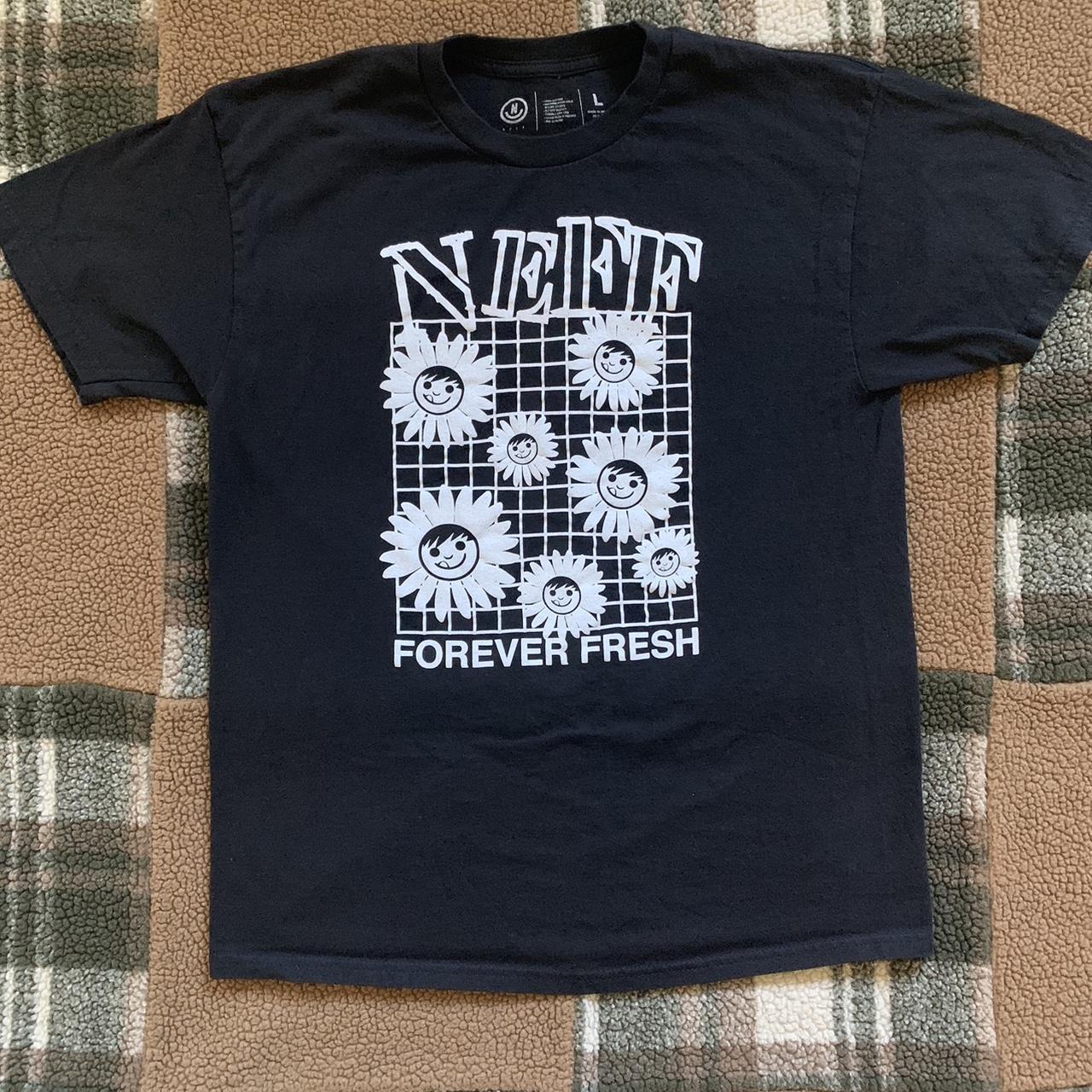 Neff forever fresh black flower grid short-sleeved... - Depop