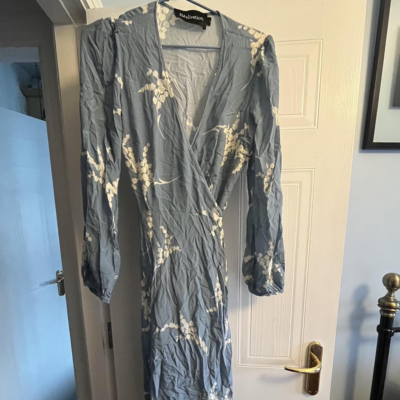 Realisation par blue and cream wrap dress - Depop