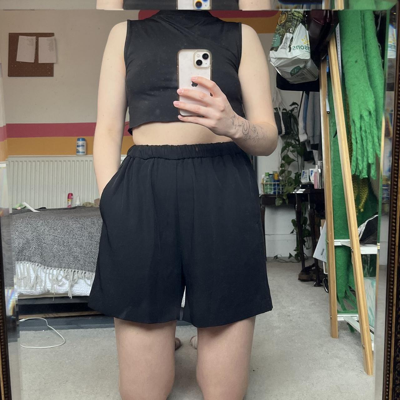loose black weekday shorts, perfect for summer, good... - Depop