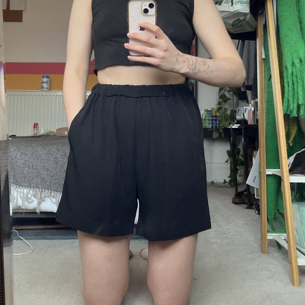 loose black weekday shorts, perfect for summer, good... - Depop