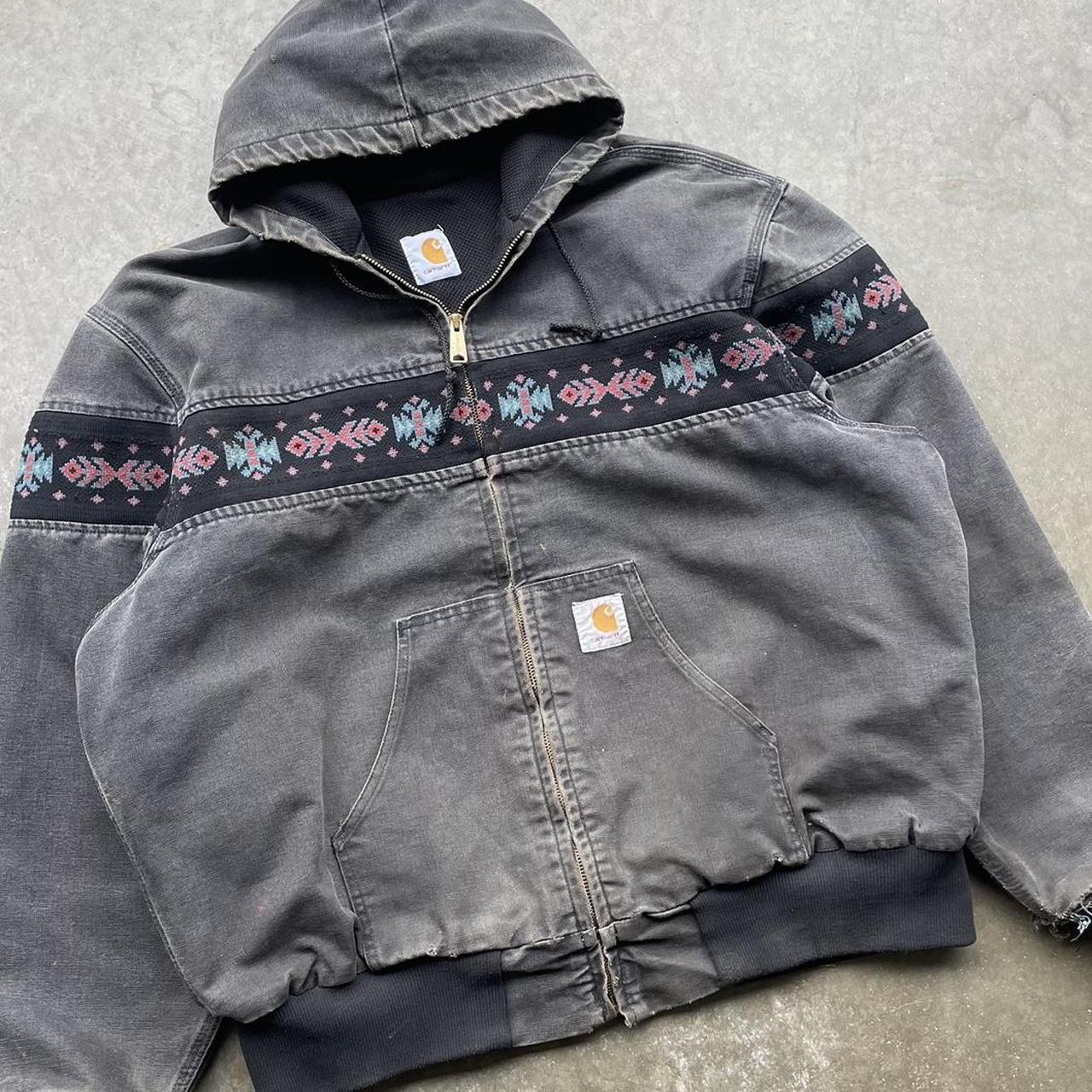 Vintage Carhartt Aztec Hooded Jacket Black This is... - Depop