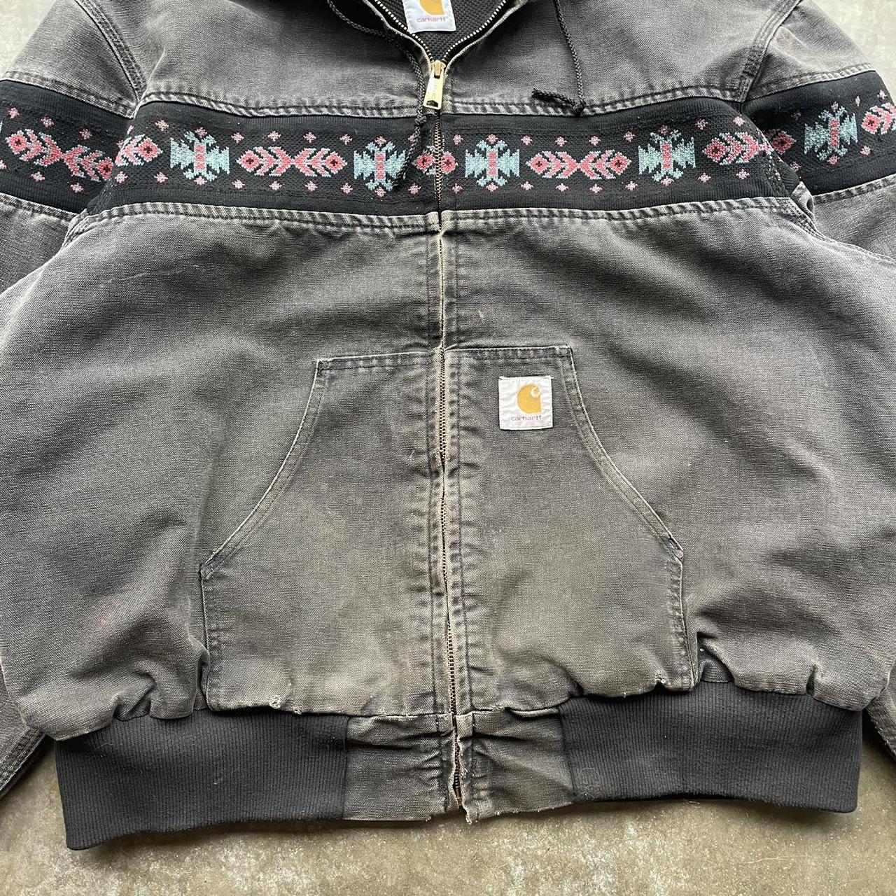 Vintage Carhartt Aztec Hooded Jacket Black This is... - Depop
