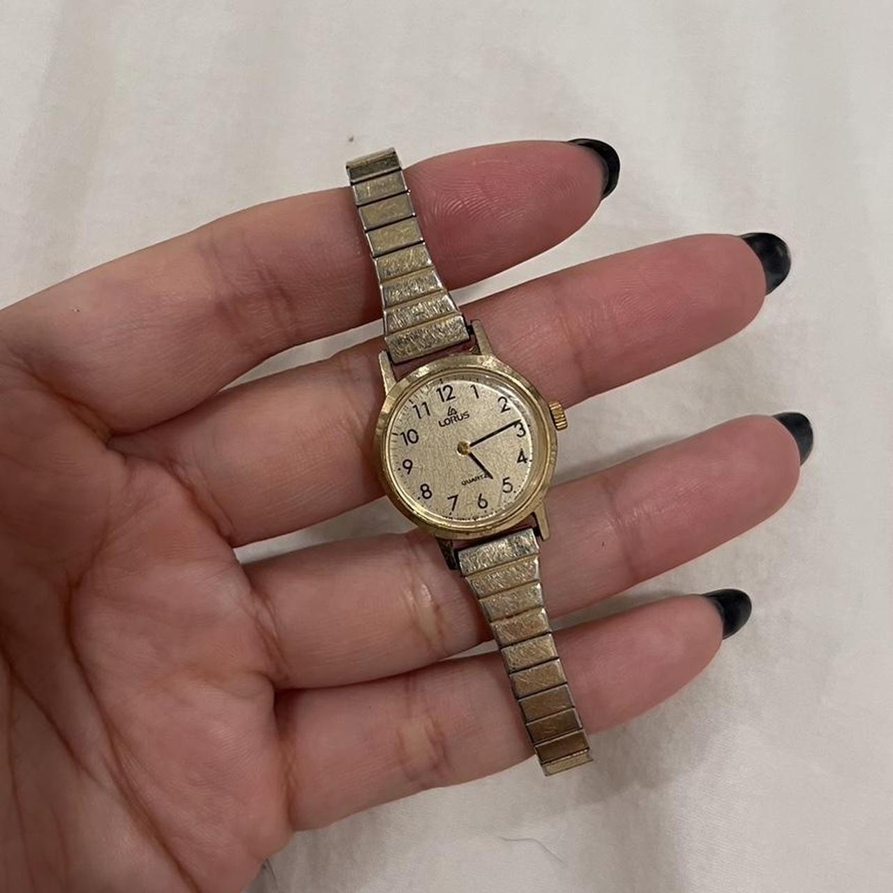 Gold dainty vintage watch 90’s “lotus” model off... - Depop