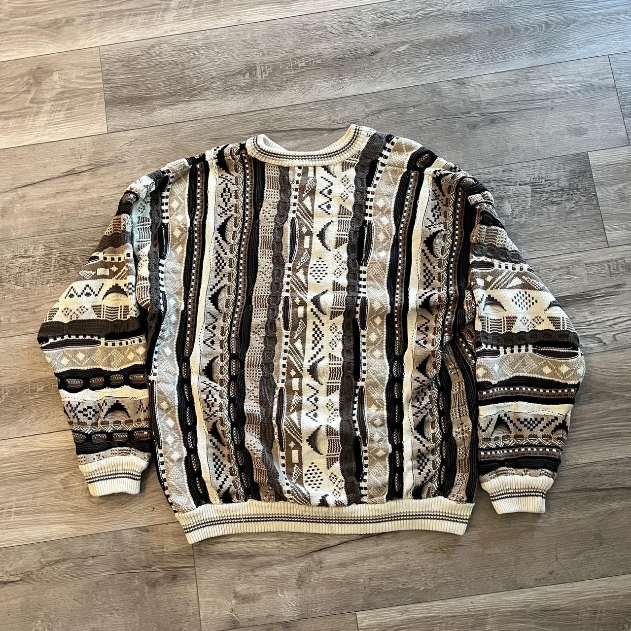 Cotton Traders Men's Cream and Black Jumper | Depop