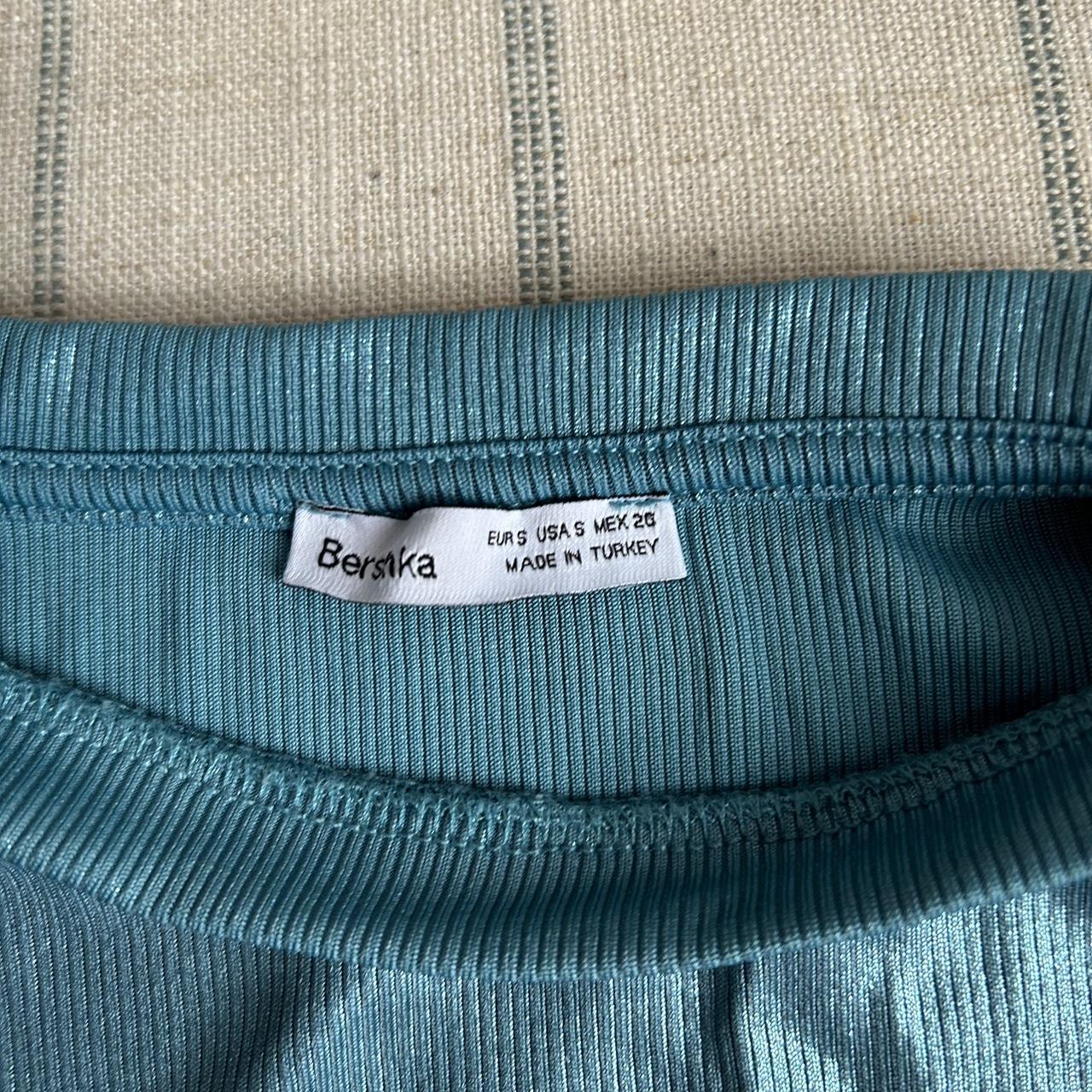 Bershka metallic blue top size Small, last pic for... - Depop