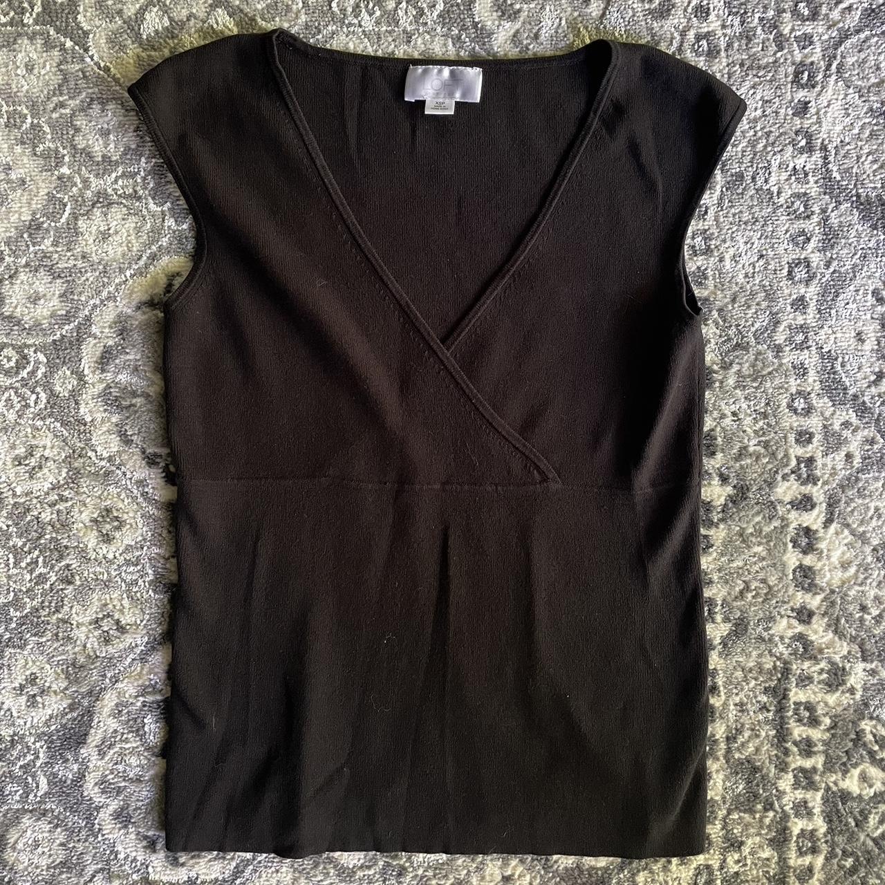 black crisscross babydoll tee from loft size xsmall... - Depop