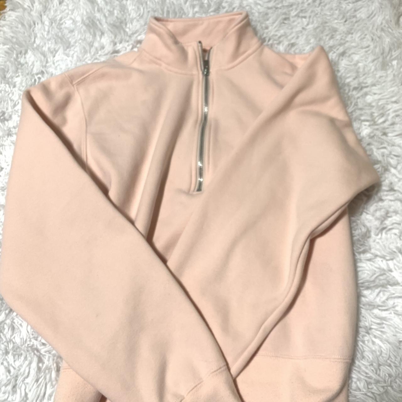 Pastel Pink Half Zip Up like new only- worn... - Depop