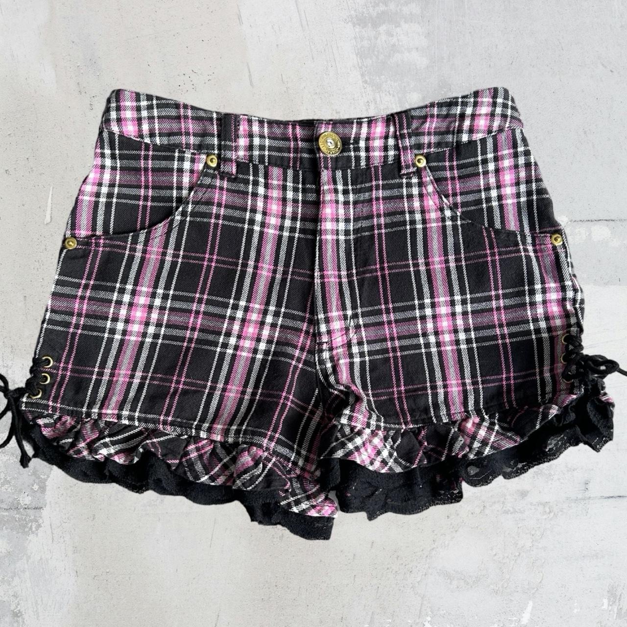 Emo Mall Goth Pink Tartan Frilly Shorts