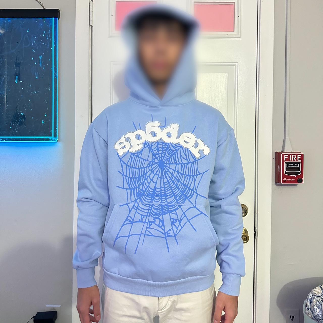 Authentic Sp5der hoodie Medium Model is 5’8... - Depop