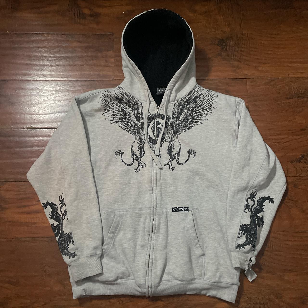 00’s Gotcha Sherpa Lined Zip Up Hoodie Fair... - Depop