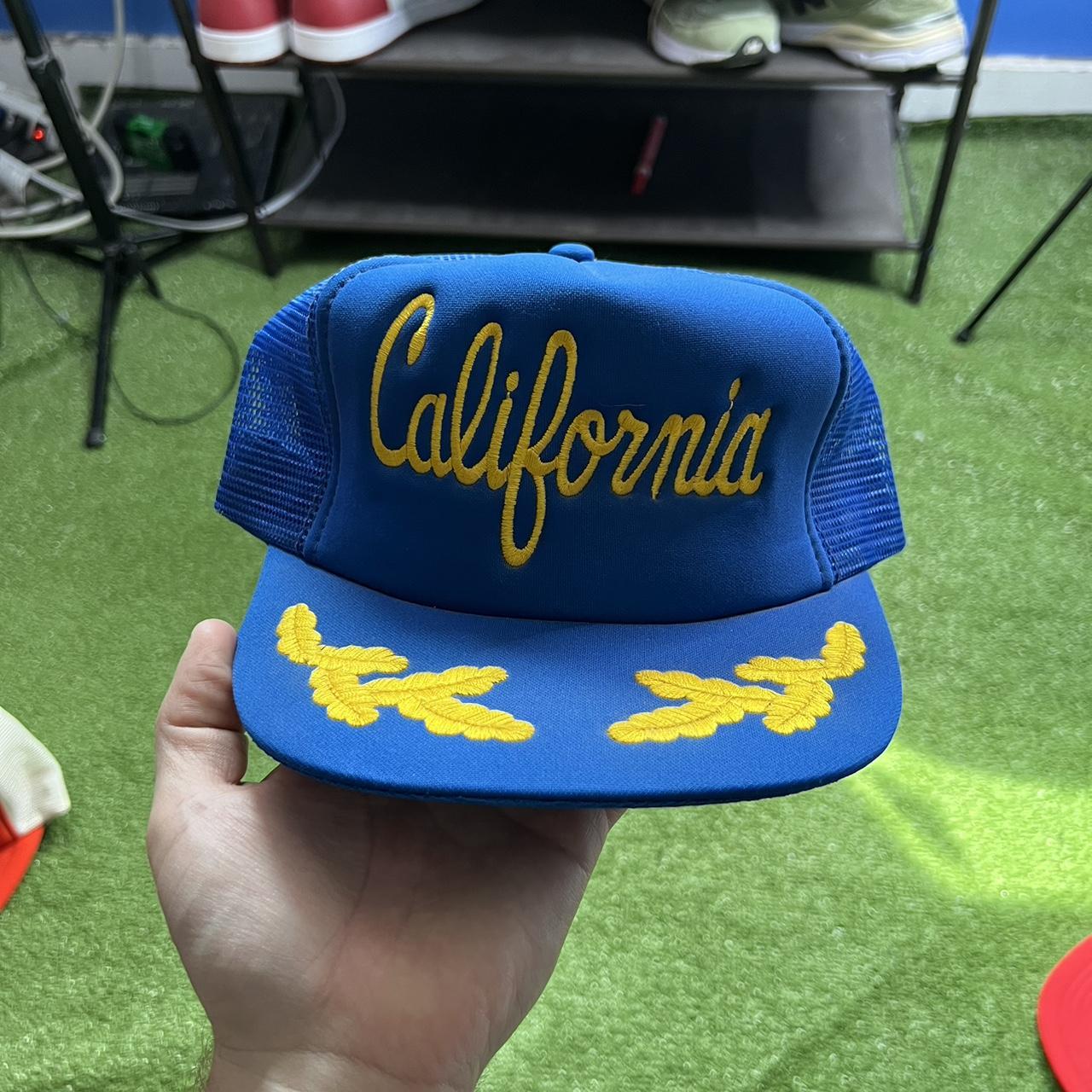 American Vintage Men's Blue and Yellow Hat | Depop