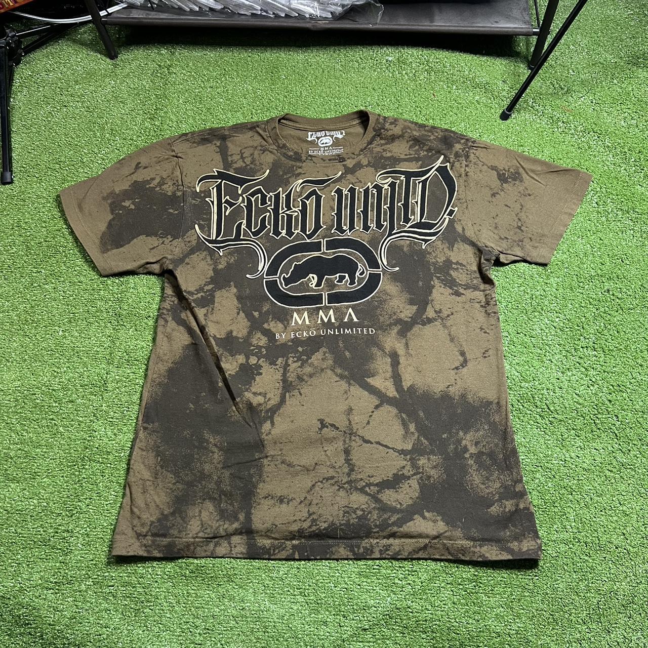 🔥 vintage ecko united mma brown all over print shirt... - Depop