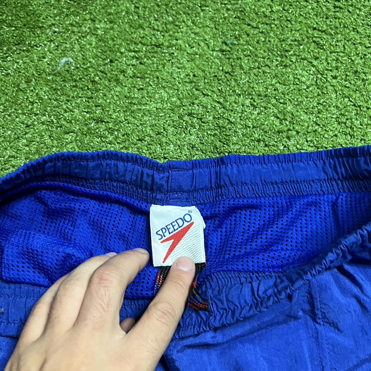 🔥 vintage speedo royal blue small logo shorts size... - Depop