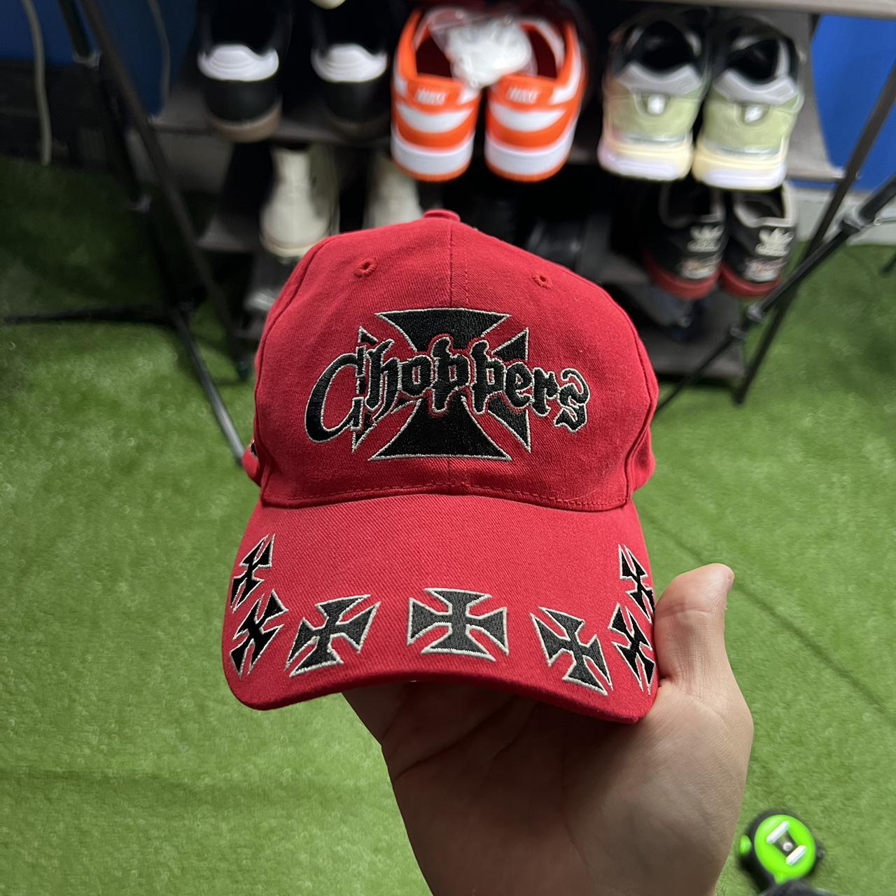 🔥 vintage choppers motorcycle red strapback hat 🔥... - Depop