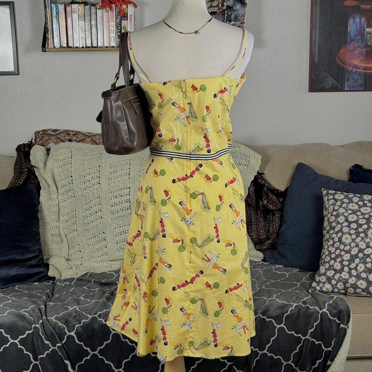 y2k yellow print mini chic dress. Made by Studio Y.... - Depop