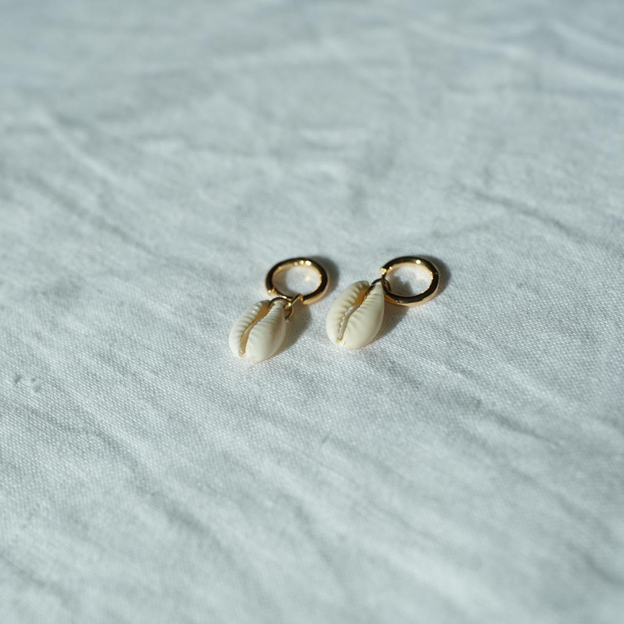 cowrie shell hoop earrings beachy, timeless, and... - Depop
