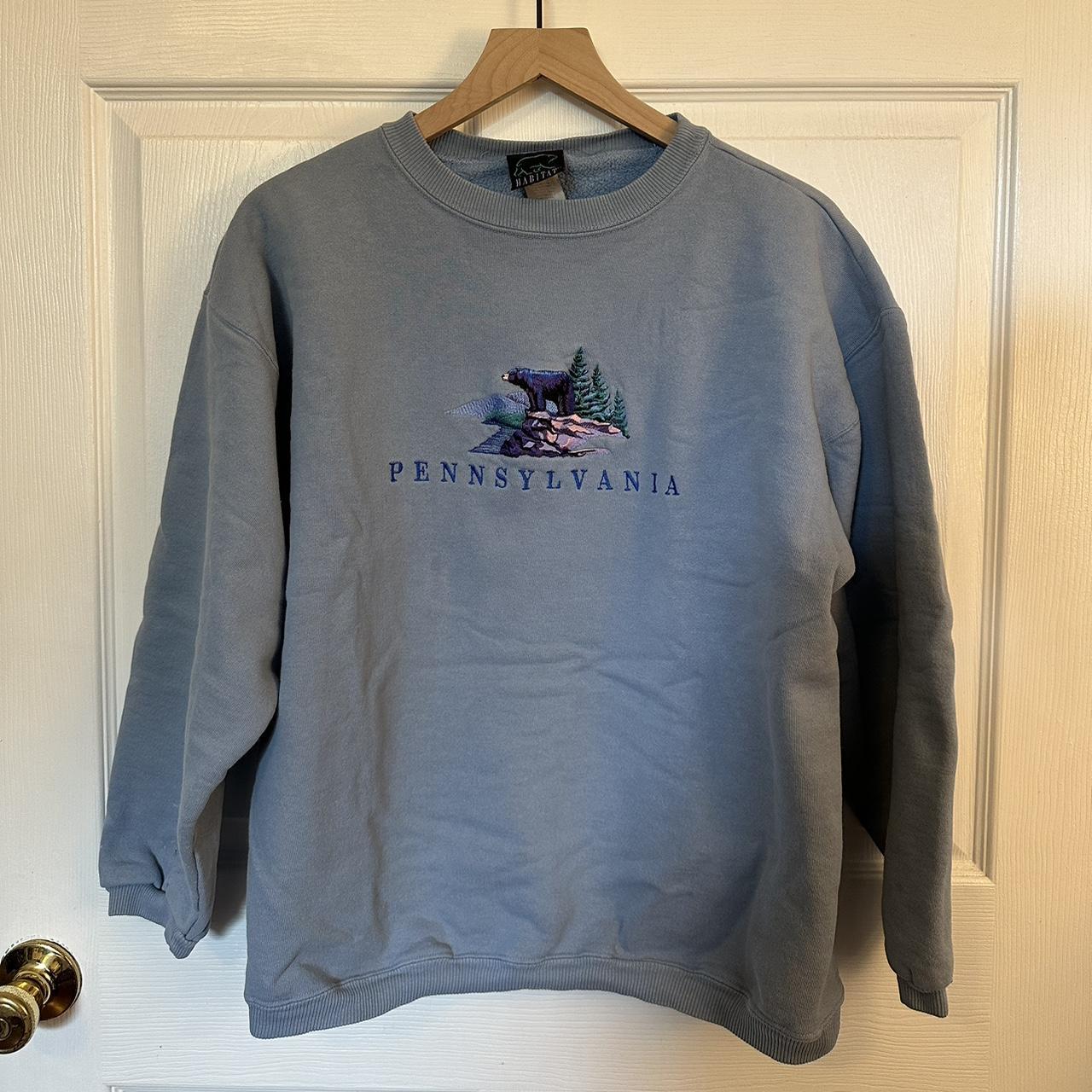 🌀 blue pennsylvania embroidered crew neck 🌀size... - Depop