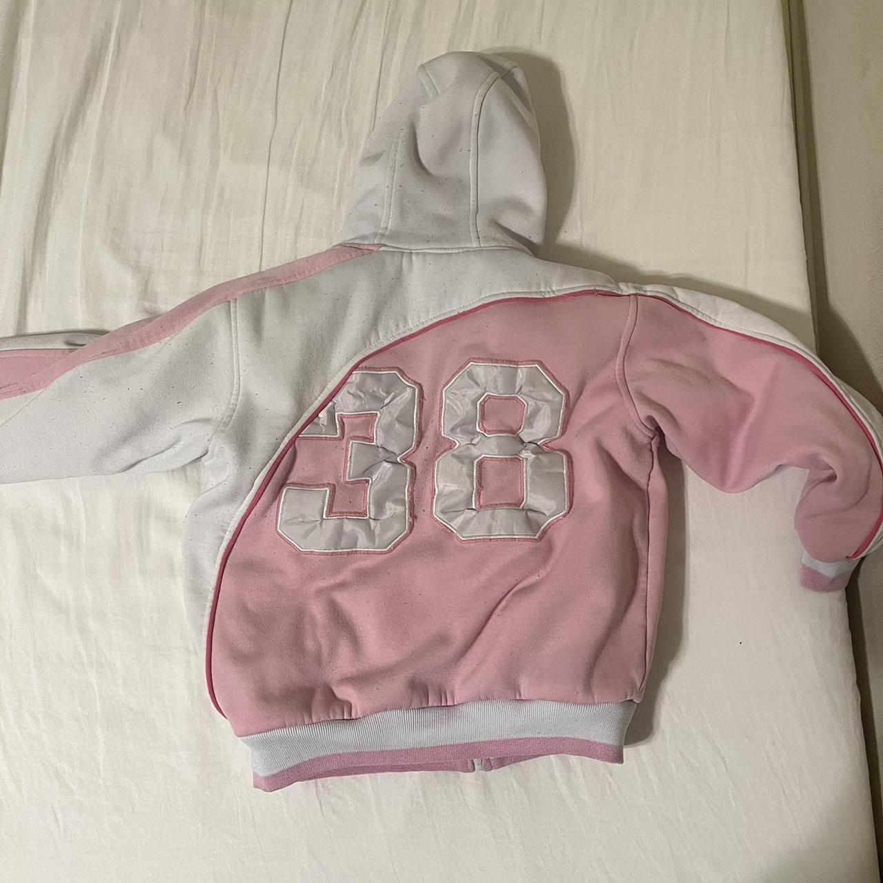 Urban Outfitters Women's Pink and White Jacket | Depop