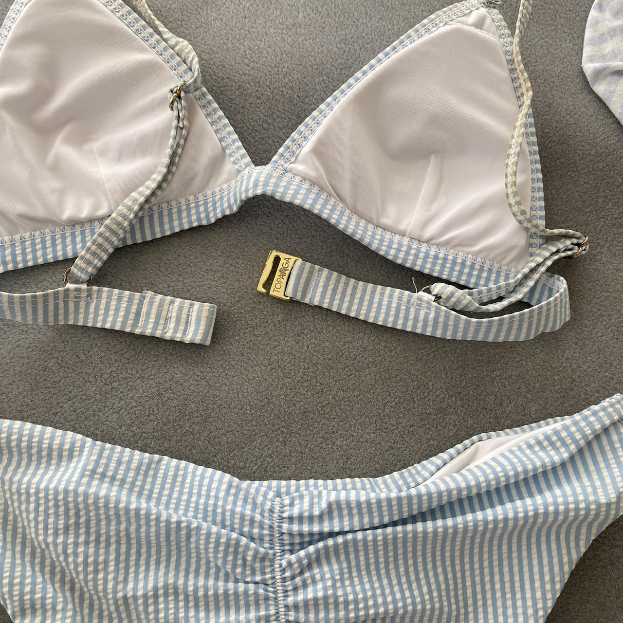 Women's Blue and White Bikinis-and-tankini-sets | Depop