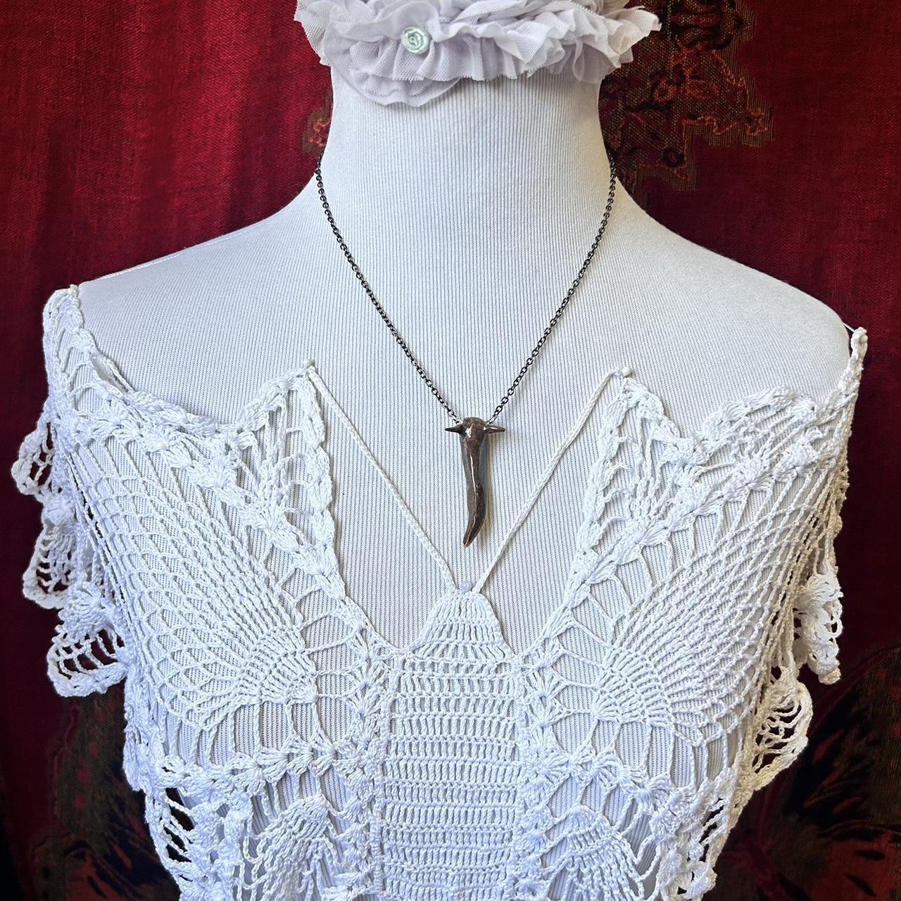 Handmade ceramic neutral cone 6 slug pendant necklace - Depop