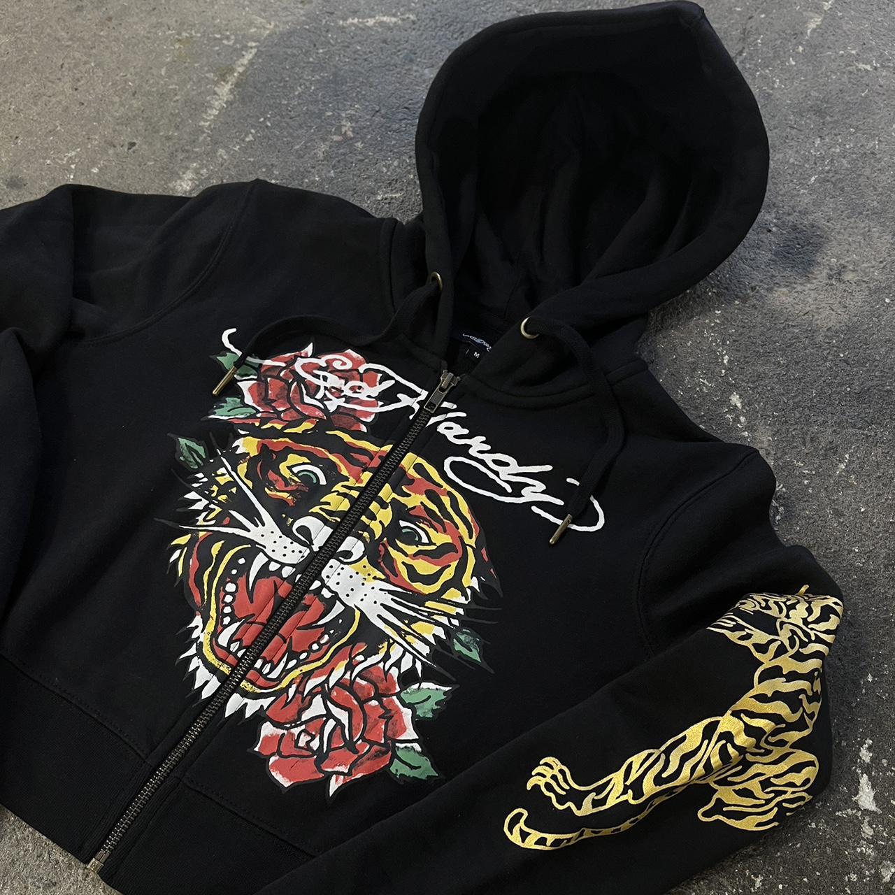 Ed Hardy Cropped Zip Up Hoodie Size-S&M SMALL... - Depop