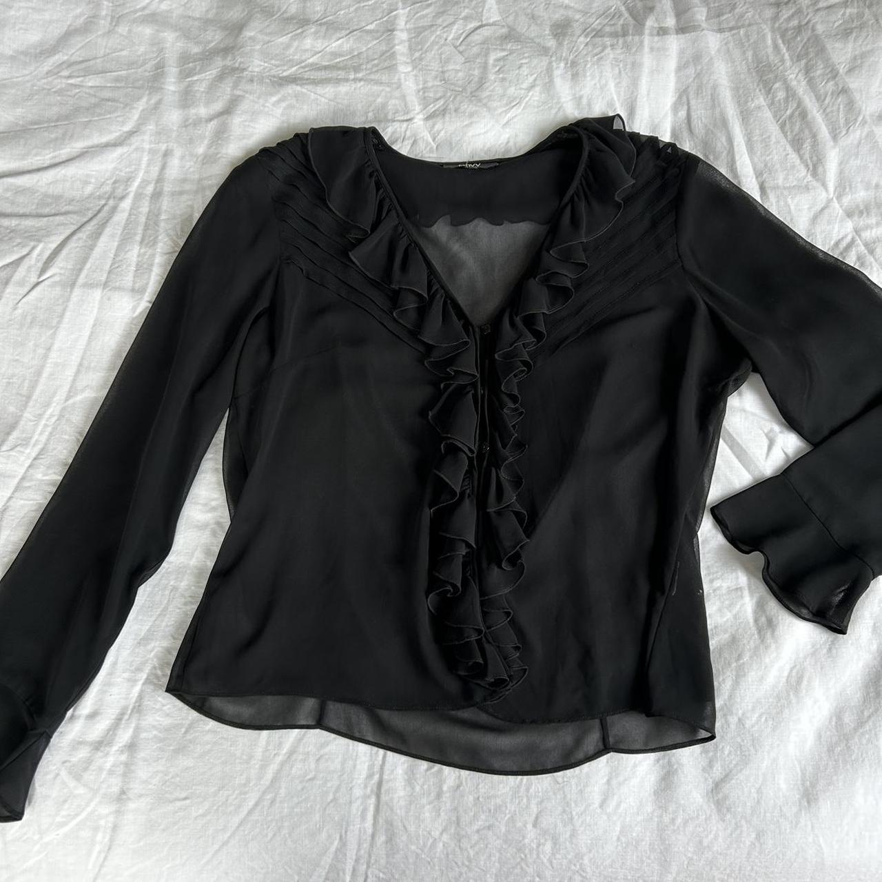 Sheer black shirt with frill detail! Sooo cute but... - Depop