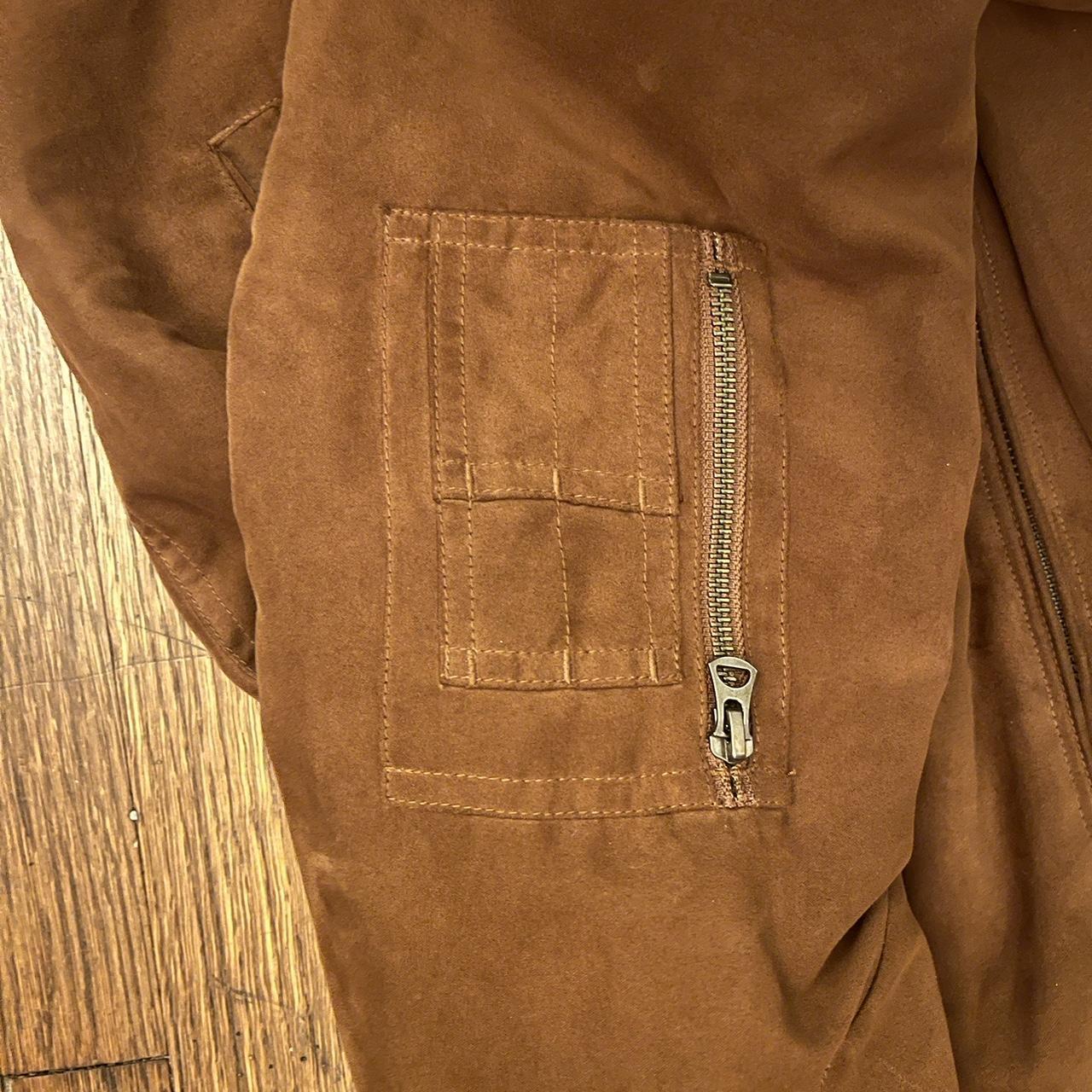 Uniqlo suede bomber jacket Color: brown Size:... - Depop