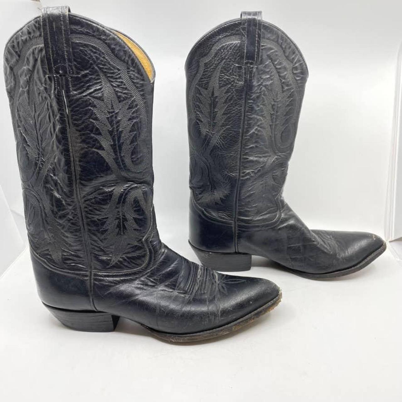 Vintage 90's TONY LAMA Cowboy Boots in Black... - Depop