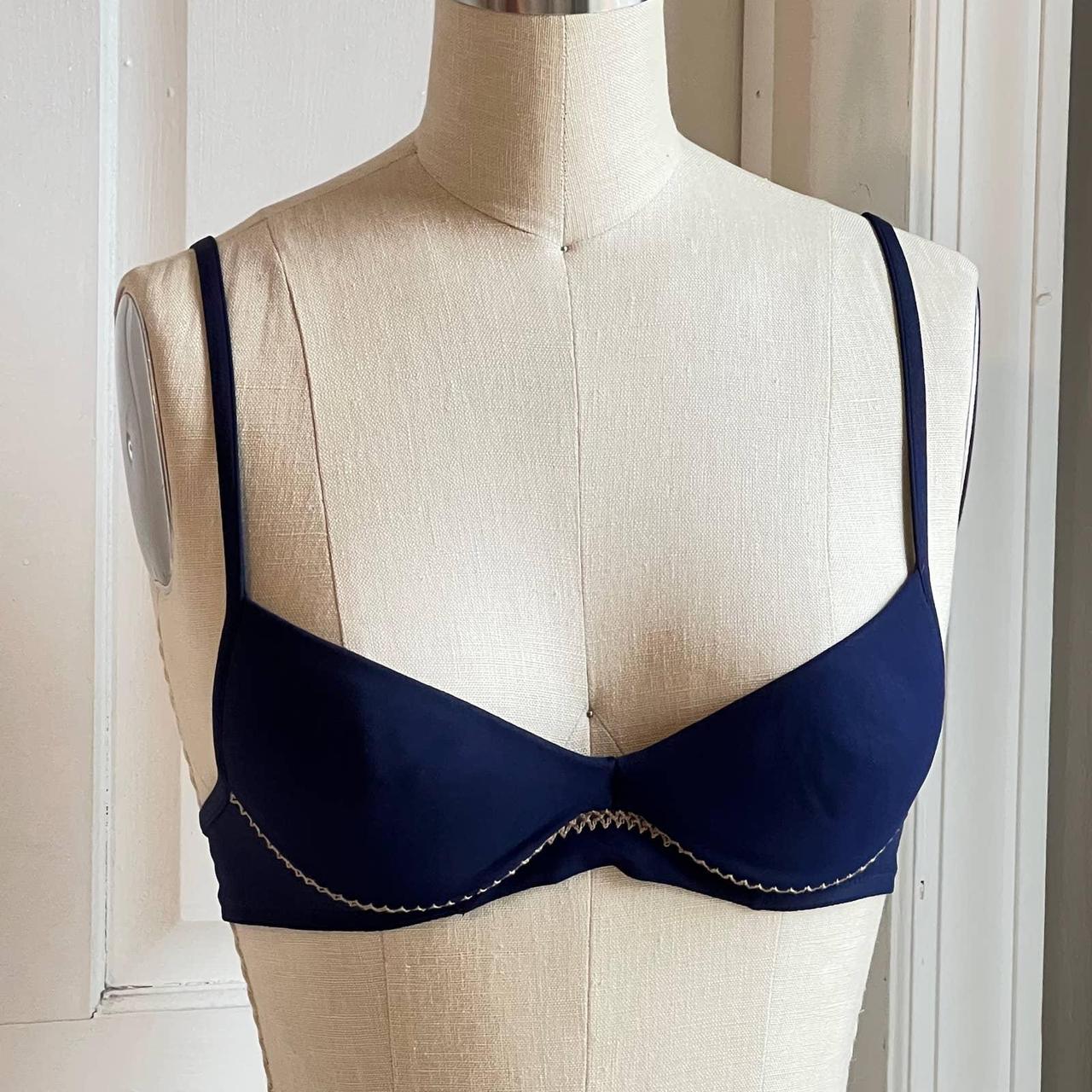 La Perla Womens Blue And Cream Bra Depop