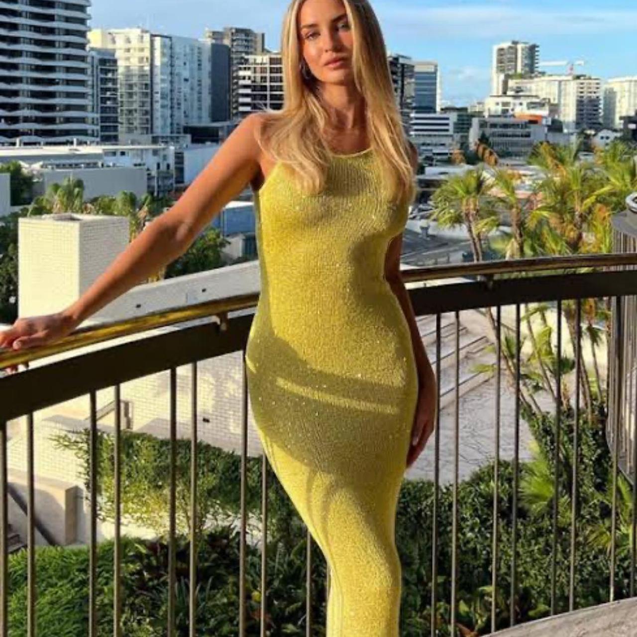Asta Resort Yellow Maxi dress XS Small rip that has... - Depop