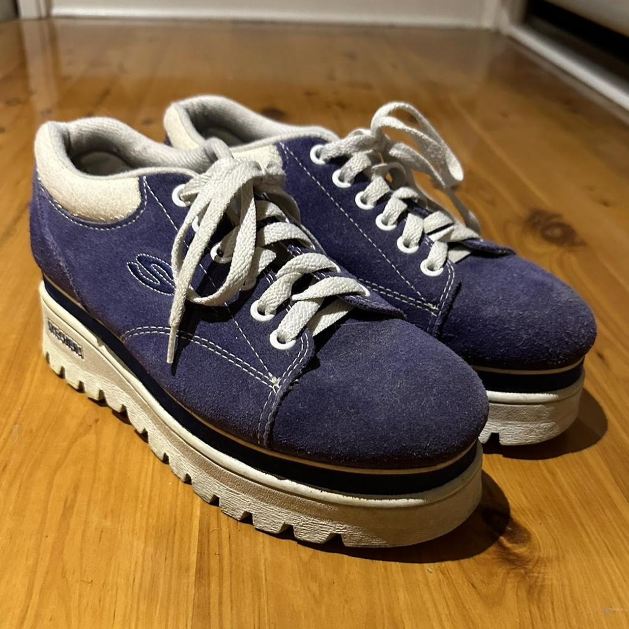 RARE VINTAGE PLATFORM SKECHERS size 8.5 womens navy... - Depop