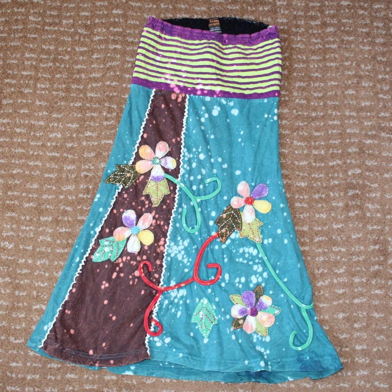 Y2k Earthy Boho Floral Patchwork Embroidered Tube... - Depop