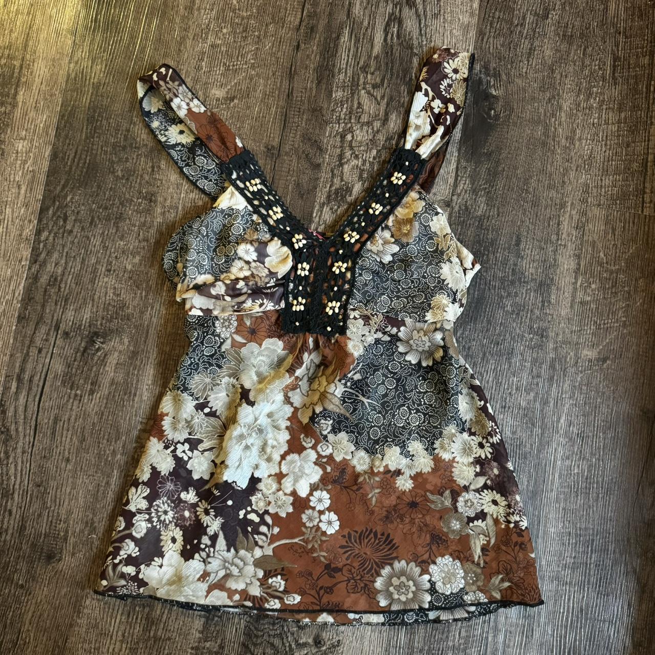 Y2K Heart & Soul Brown Boho Tank super cute! size... - Depop