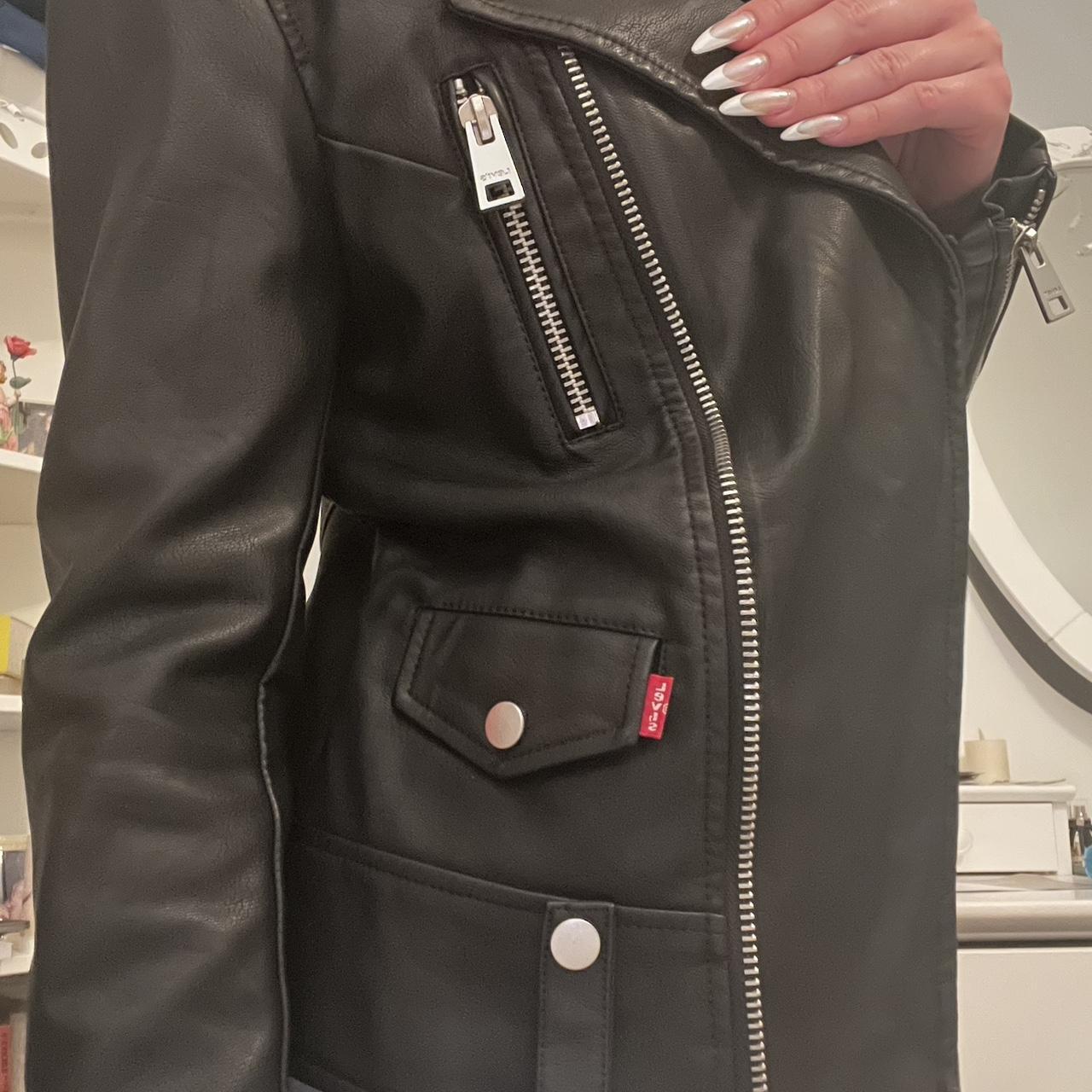 levi’s black leather biker jacket - brand new... - Depop