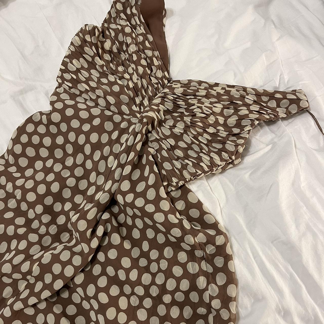 100% silk brown and cream polka dot twee dress, 4... - Depop