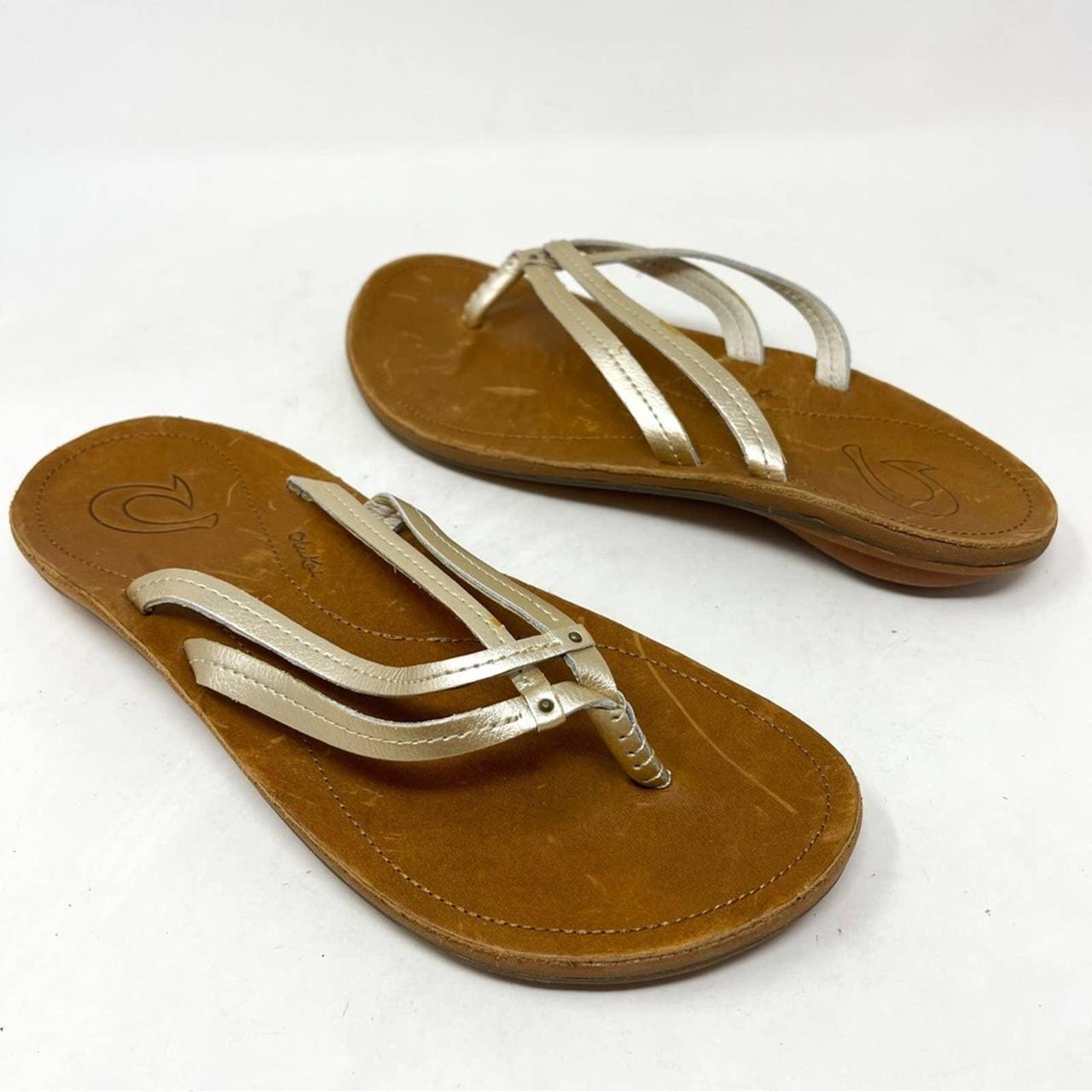OLUKAI U'I LADIES SANDAL Gold metallic Genuine... - Depop