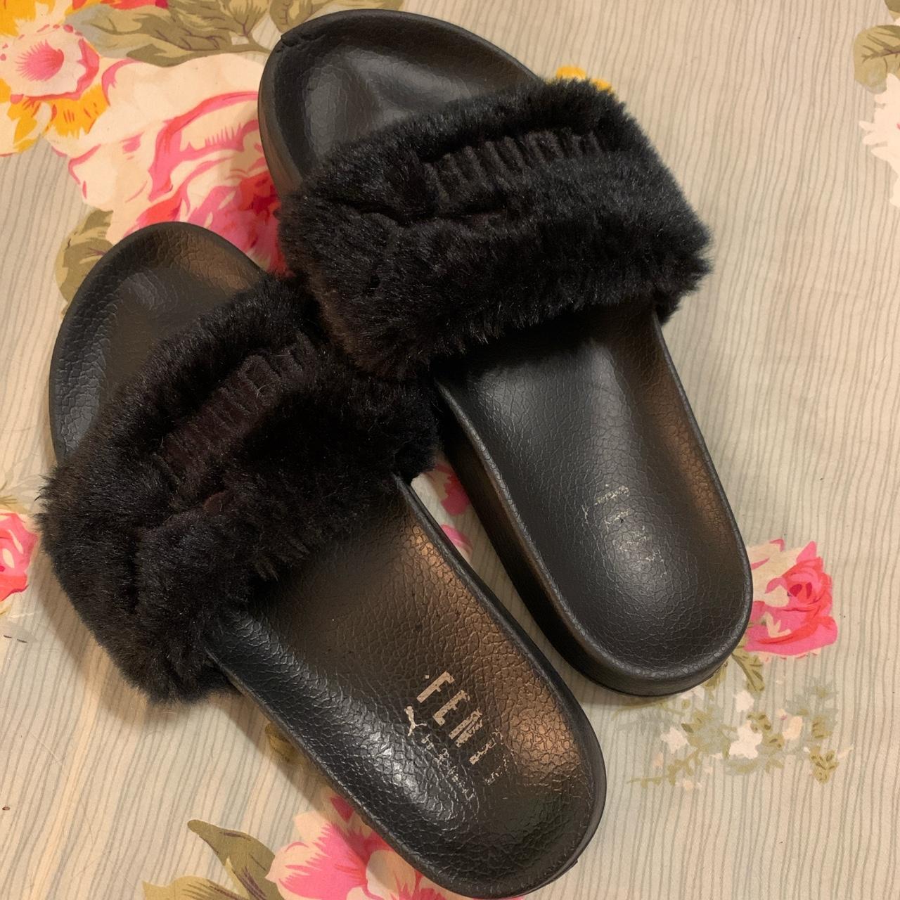 Fenty by Rihanna Puma slides - black, sz 8 -... - Depop