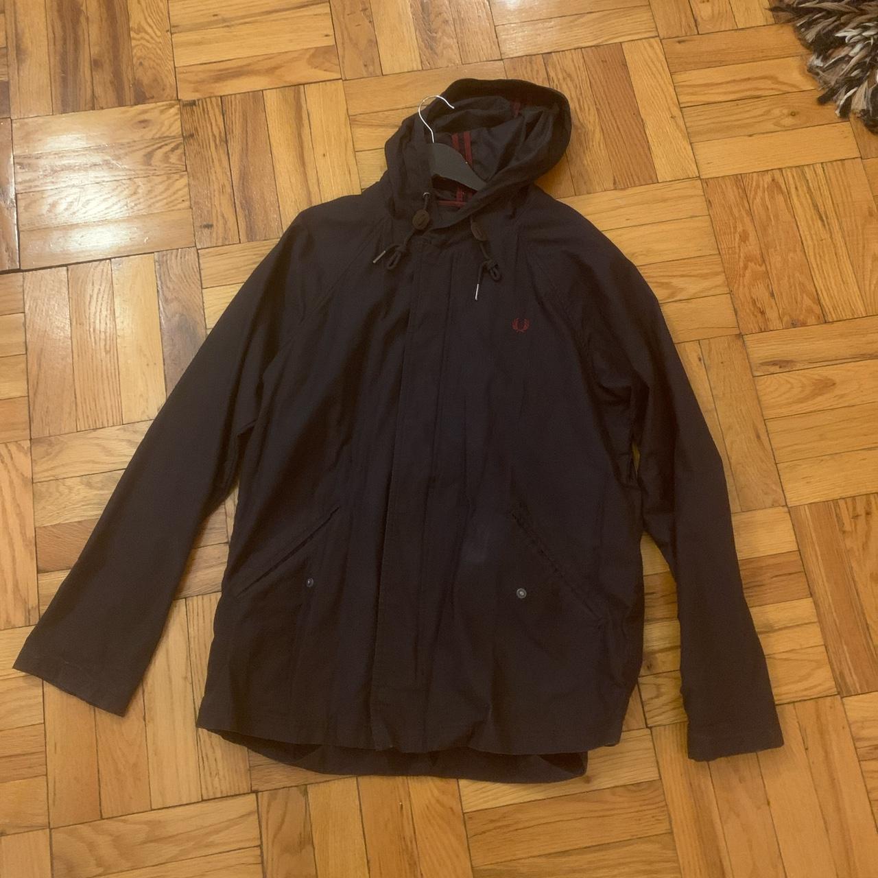 Fred Perry rain coat size small. Dark dark blue.... - Depop