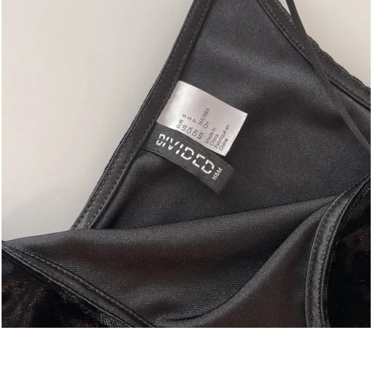 H&M Divided Black Crushed Velvet Double V-Neck... - Depop