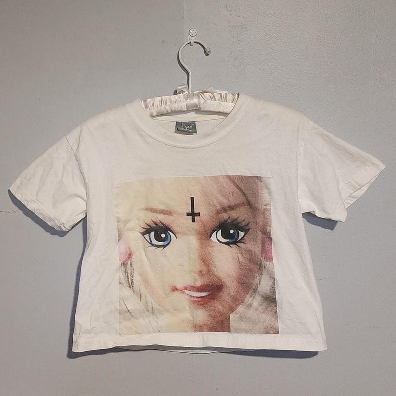 Barbie Reverse Crucifix Crop T-Shirt Size M Bought... - Depop